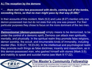 Jesus power over the supernatural - Mathew 8 verses 28 to 34 | PPT