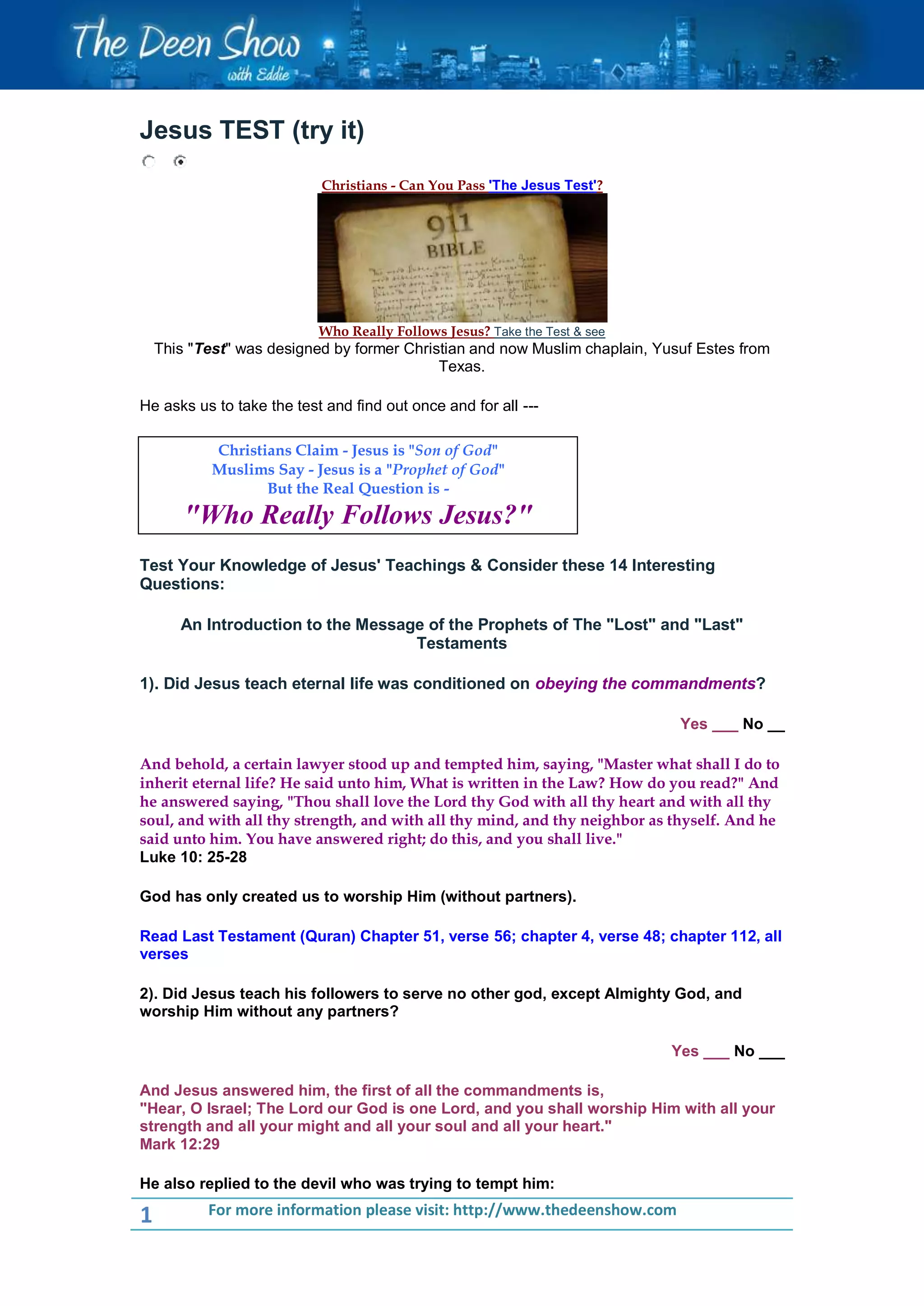 Jesus test | PDF