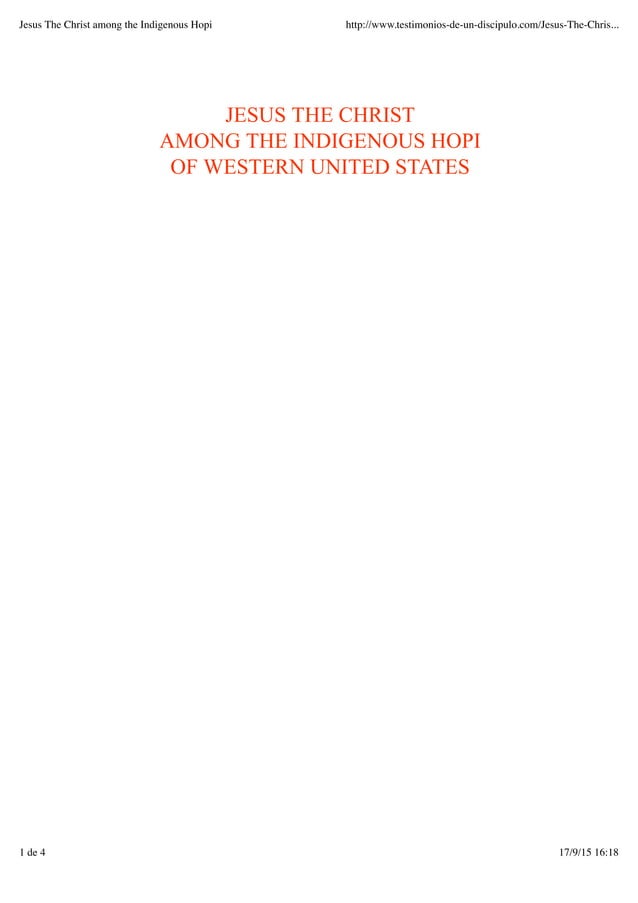 Jesus the Christ Among the Indigenous Hopi | PDF