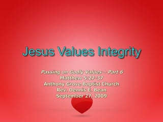 Jesus Values Integrity | PPT