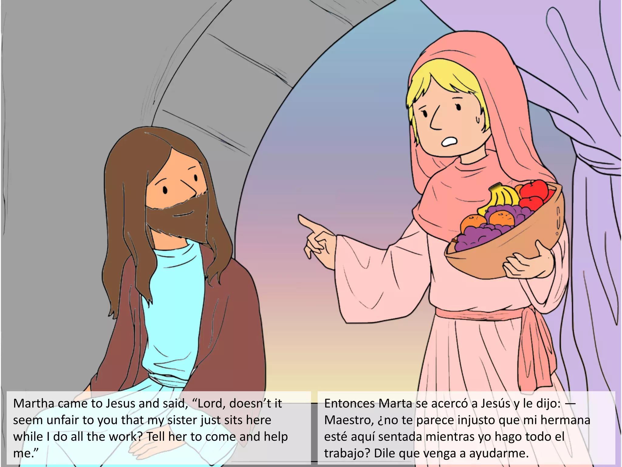 Jesus Visits Mary and Martha - Jesús visita a Marta y a María | PDF