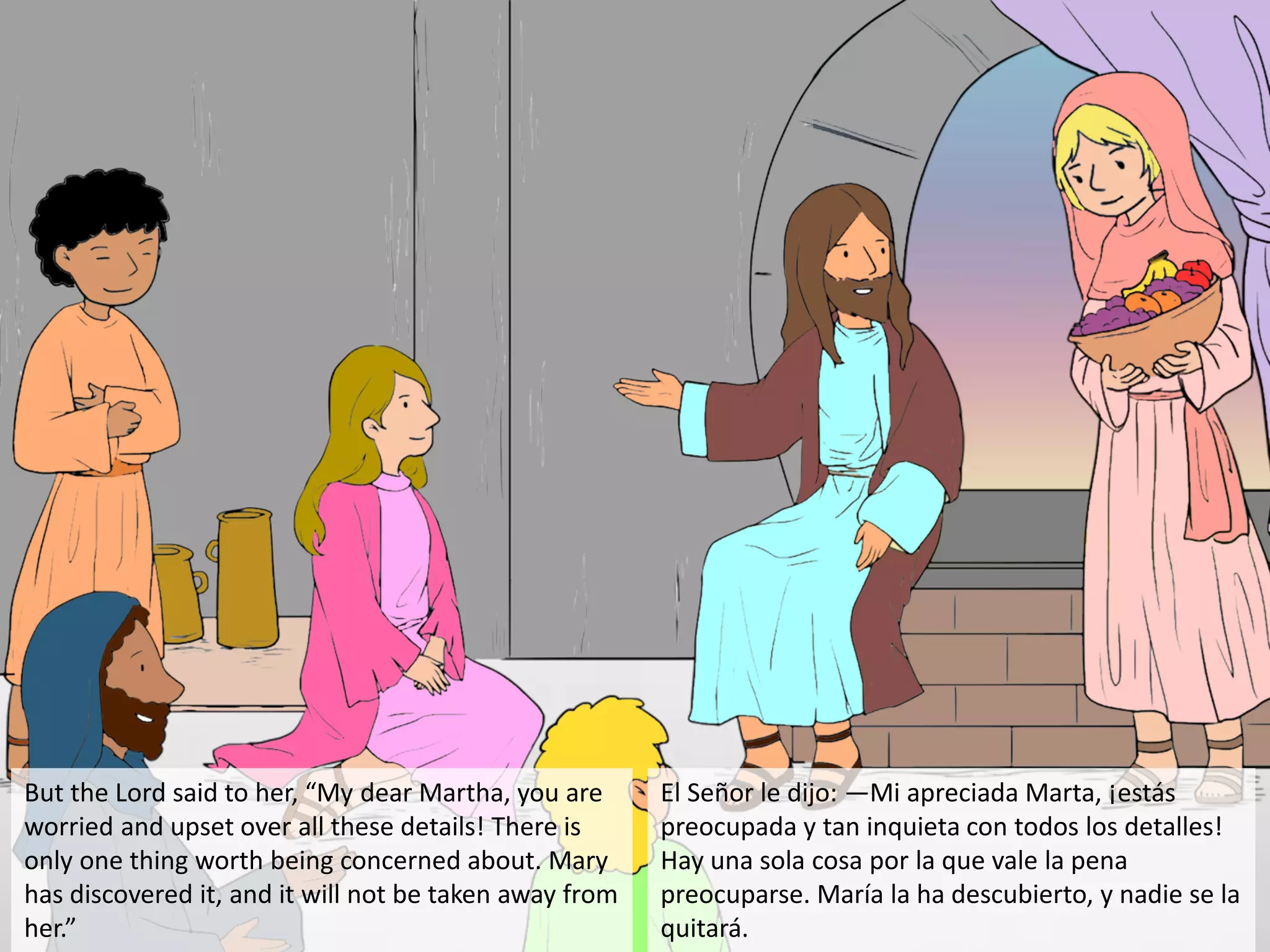 Jesus Visits Mary and Martha - Jesús visita a Marta y a María | PDF
