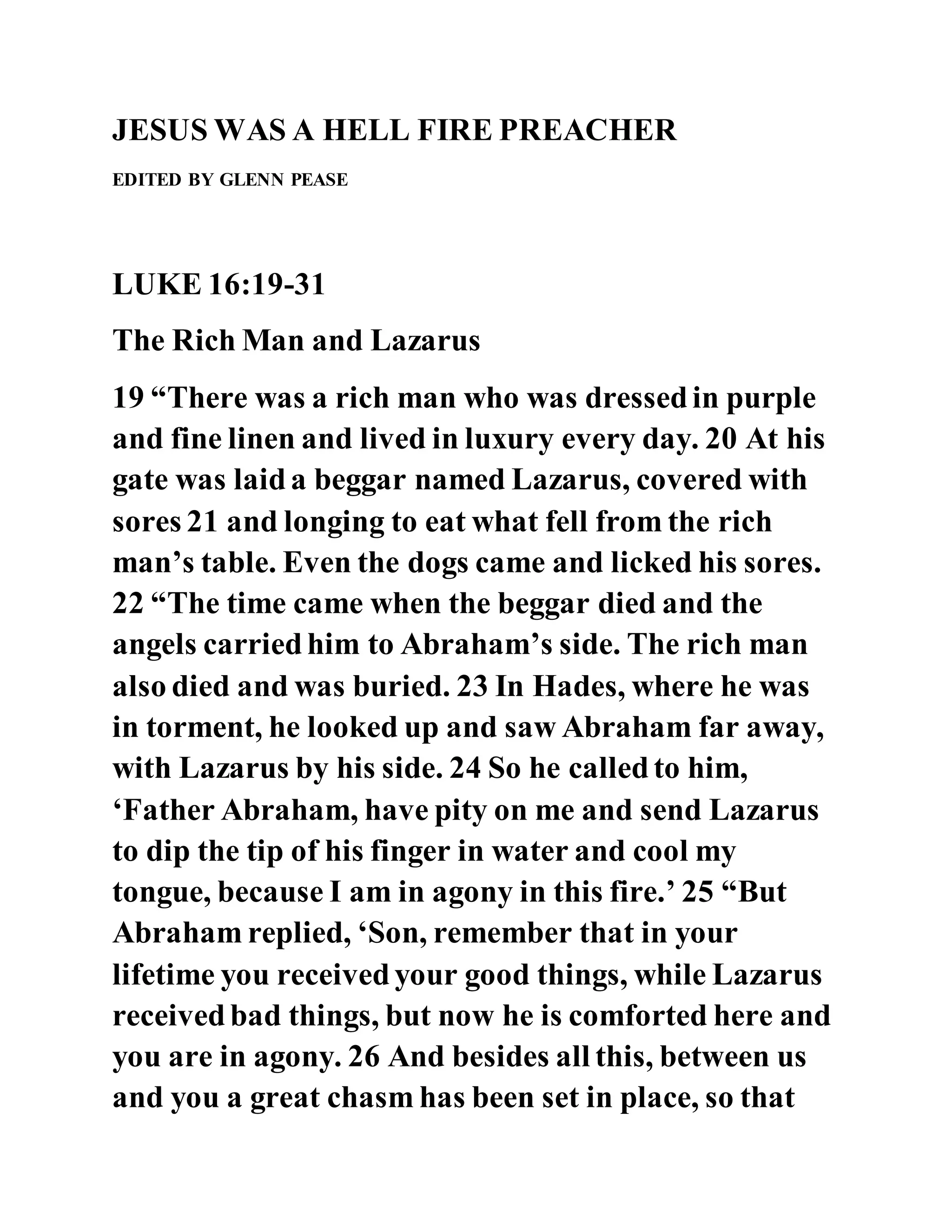 Jesus was a hell fire preacher | PDF