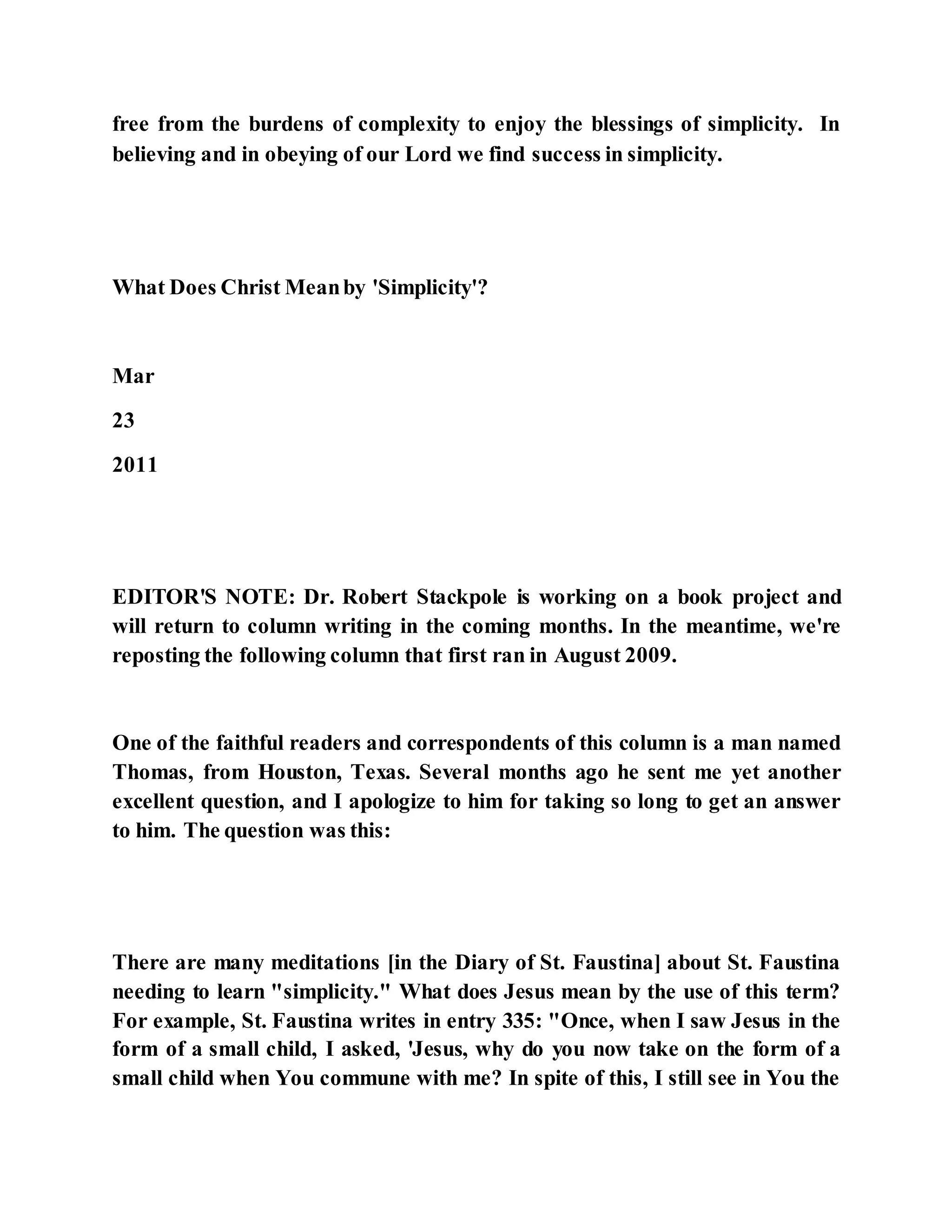 Jesus was a man of simplicity | PDF