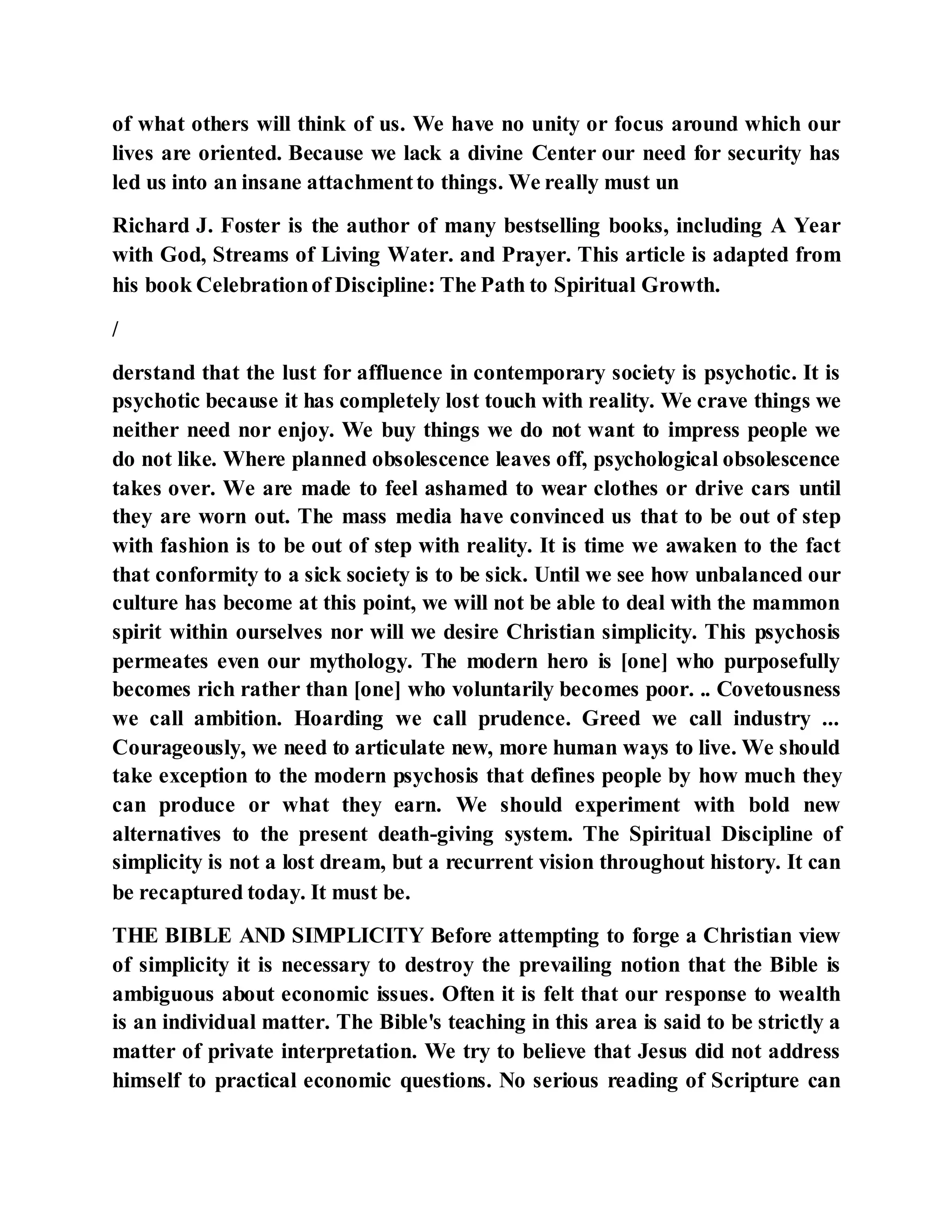 Jesus was a man of simplicity | PDF