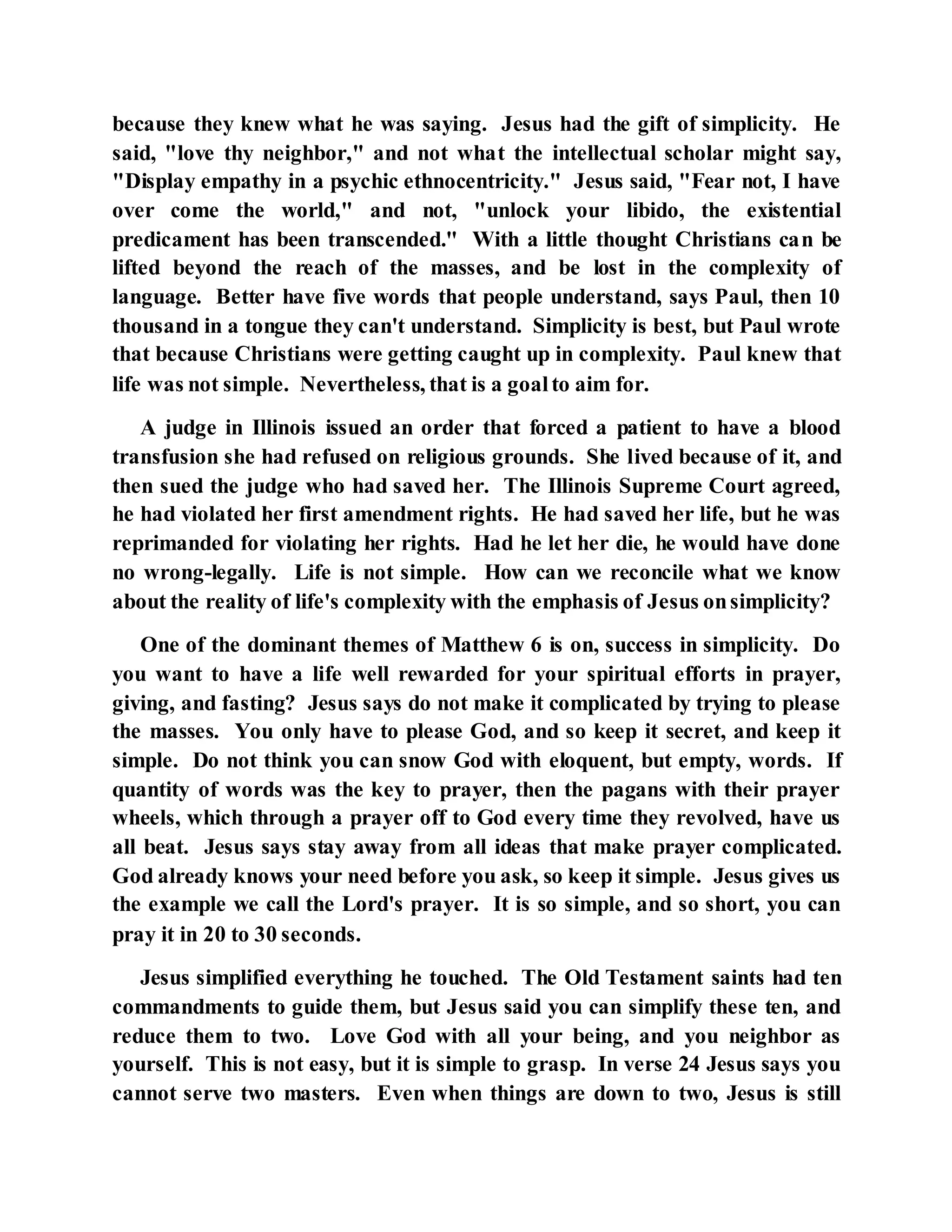 Jesus was a man of simplicity | PDF