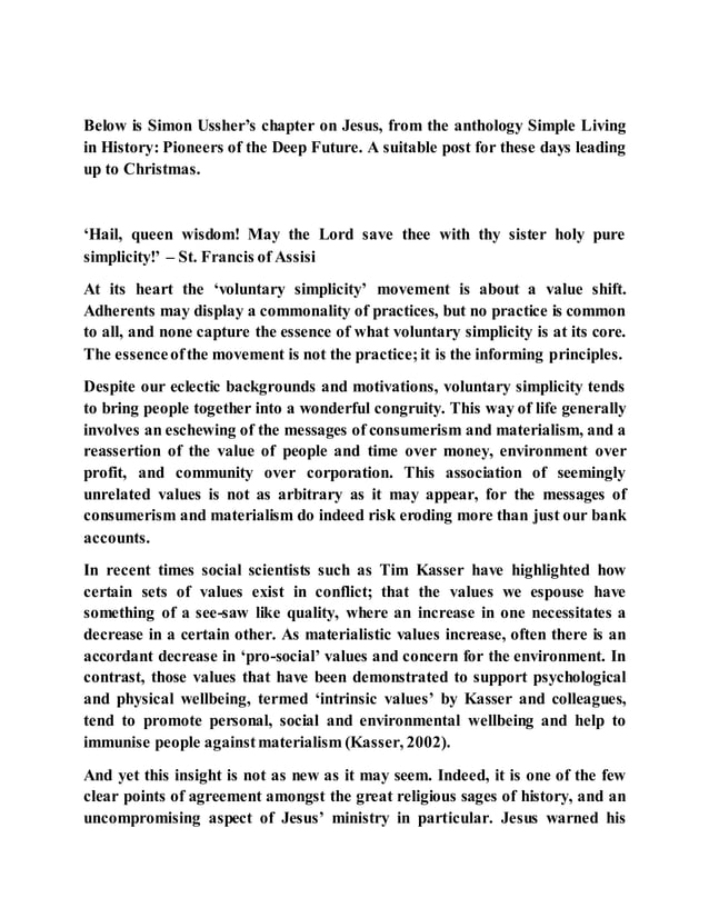 Jesus was a man of simplicity | PDF