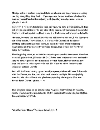 Jesus was a man of zeal | DOCX