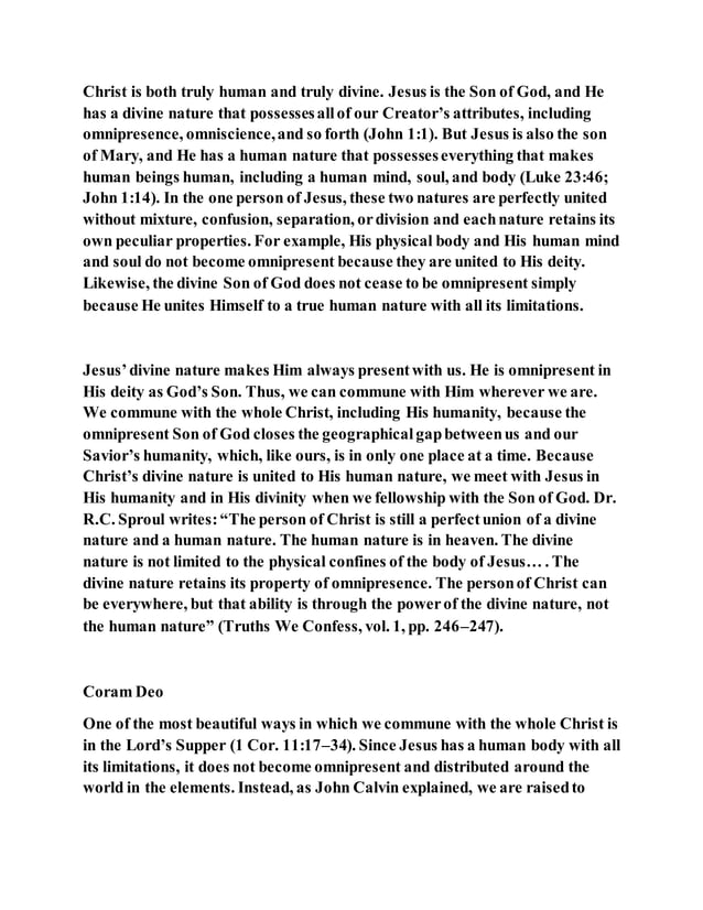 Jesus was and is omnipresent | PDF
