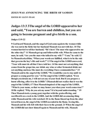 Jesus was announcing the birth of samson | PDF