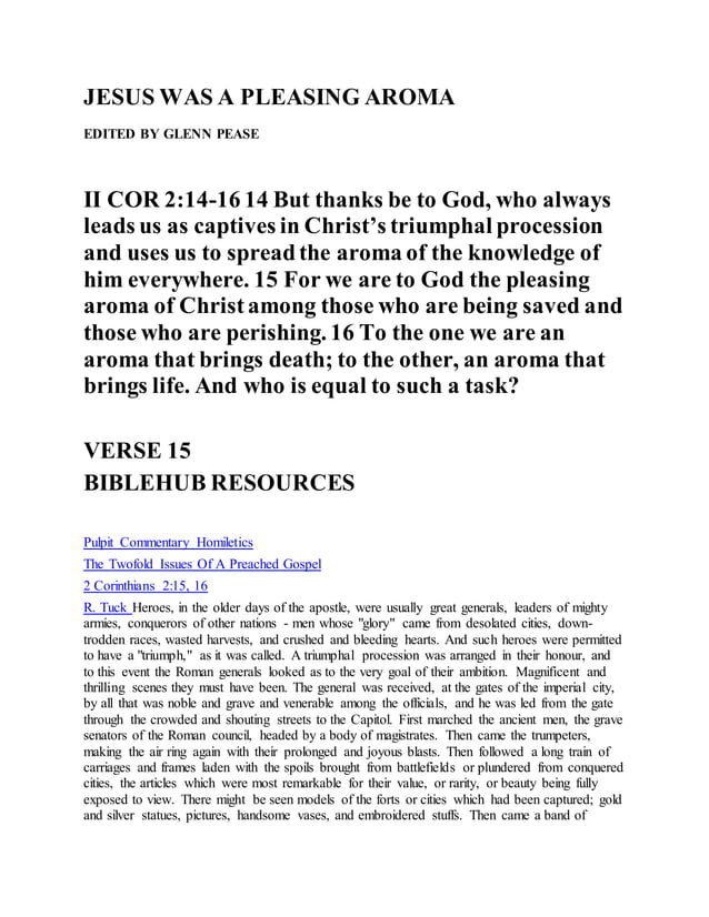 Jesus was a pleasing aroma | PDF