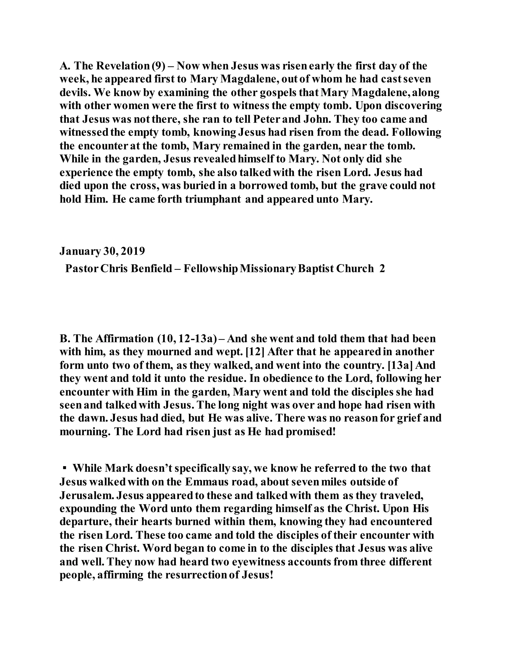 Jesus was appearing first to mary magdalene | DOCX