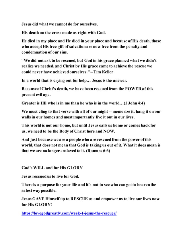 Jesus was a rescuer | PDF
