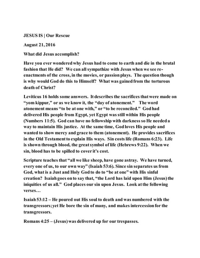 Jesus was a rescuer | PDF