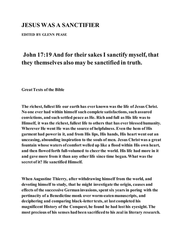 Jesus was a sanctifier | PDF