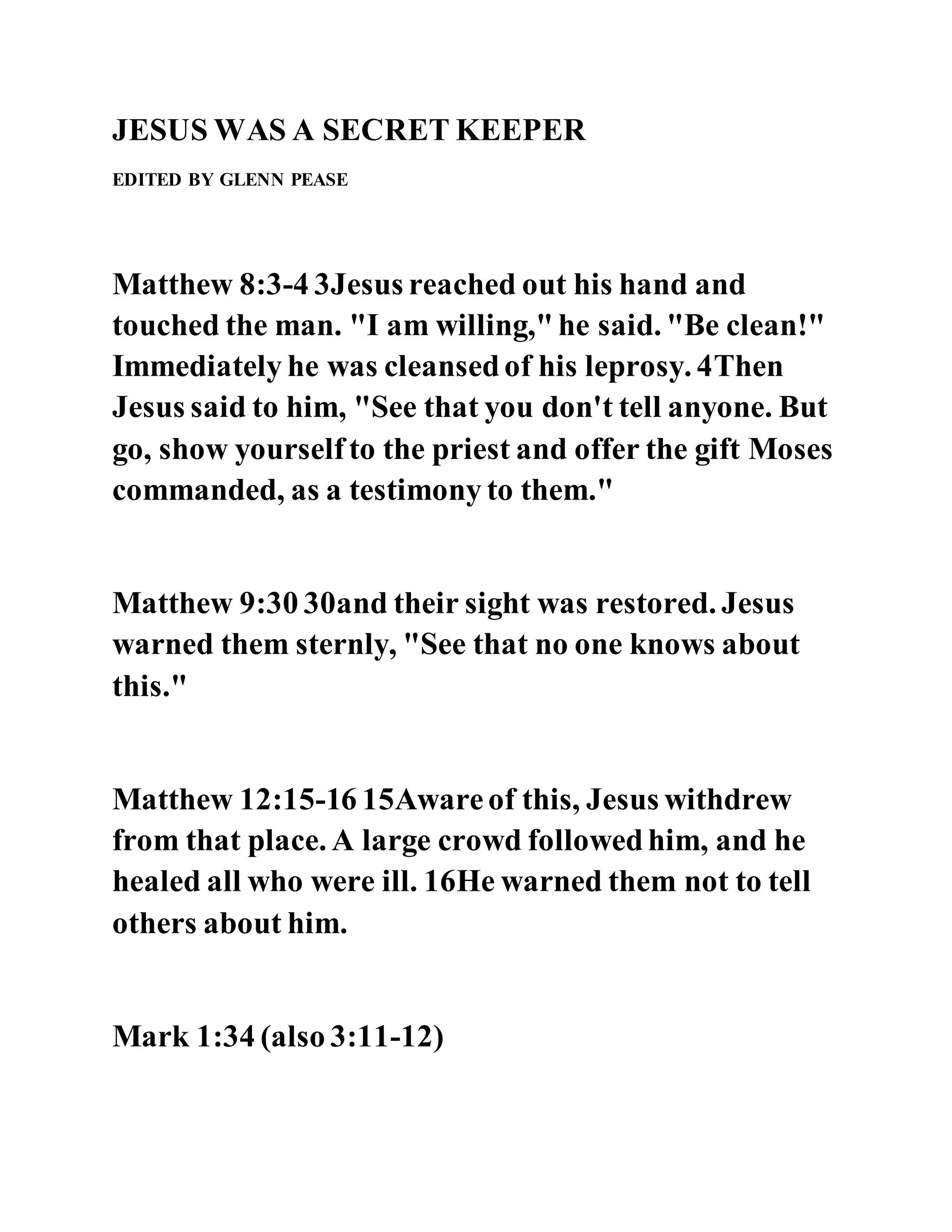Jesus was a secret keeper | PDF