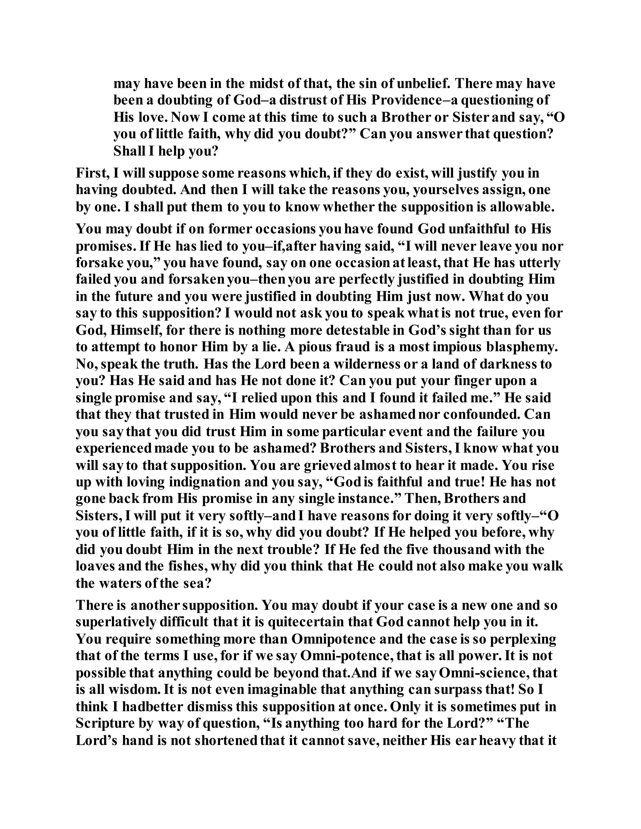 Jesus was asking why did you doubt | DOCX