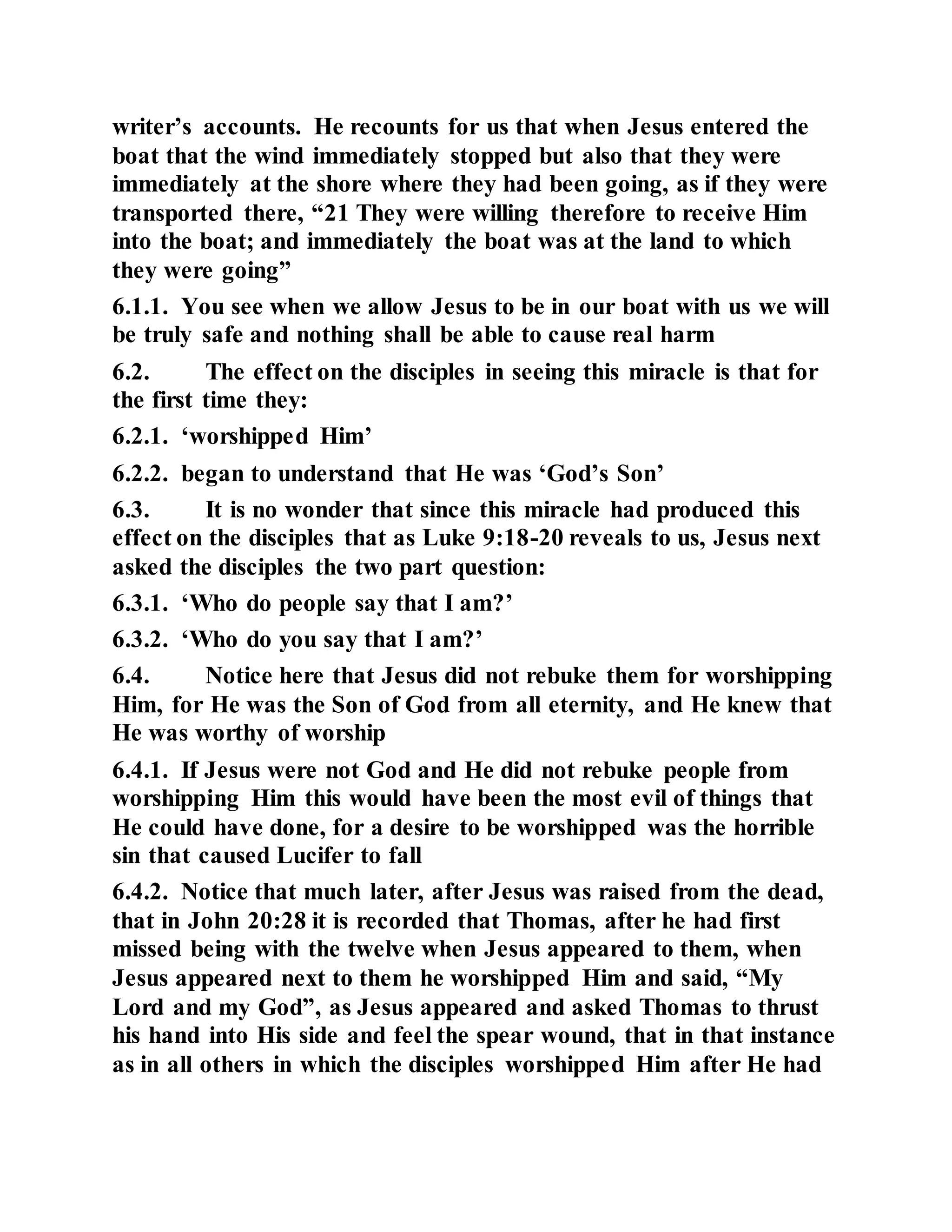 Jesus was asking why did you doubt | DOCX