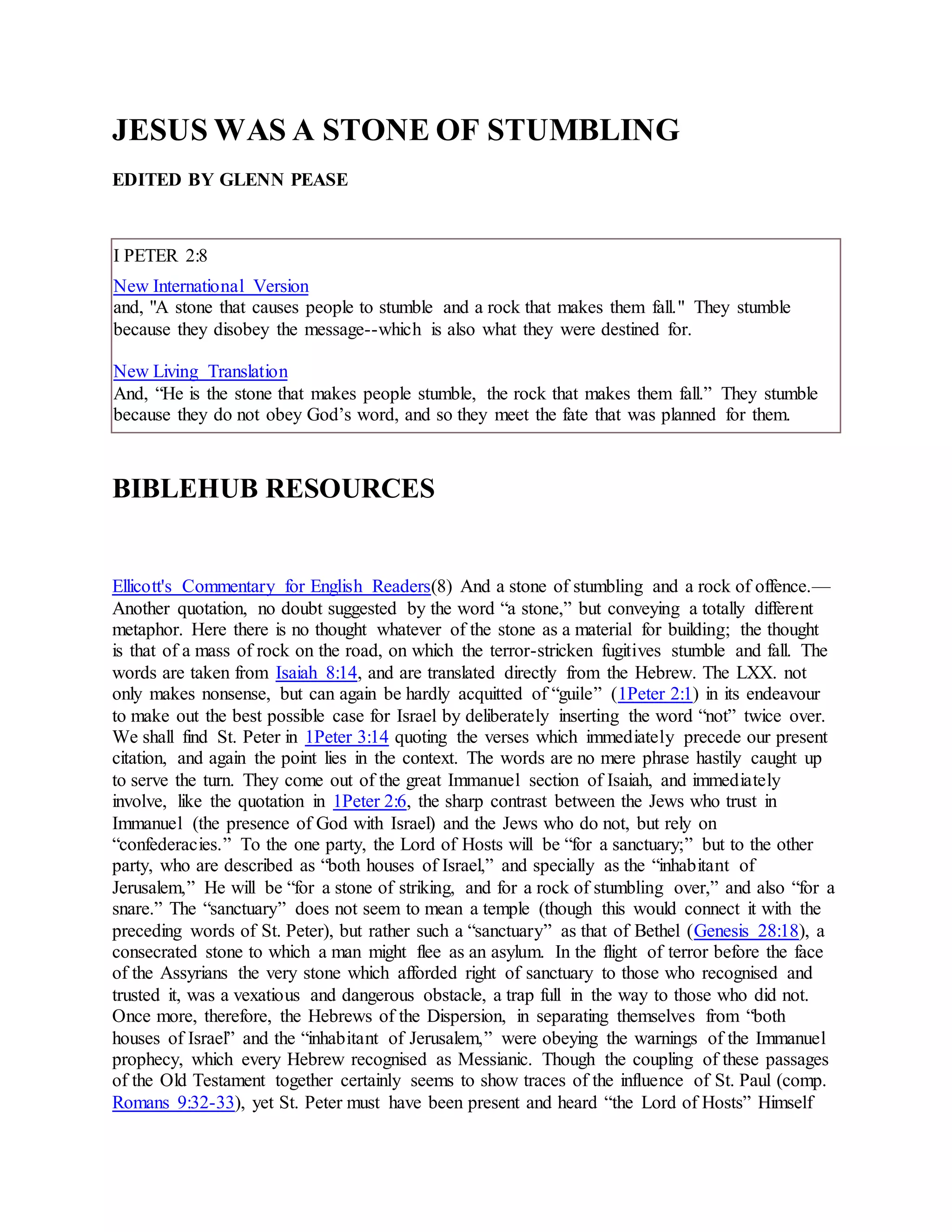 Jesus was a stone of stumbling | DOCX | Judaism | Religion & Spirituality