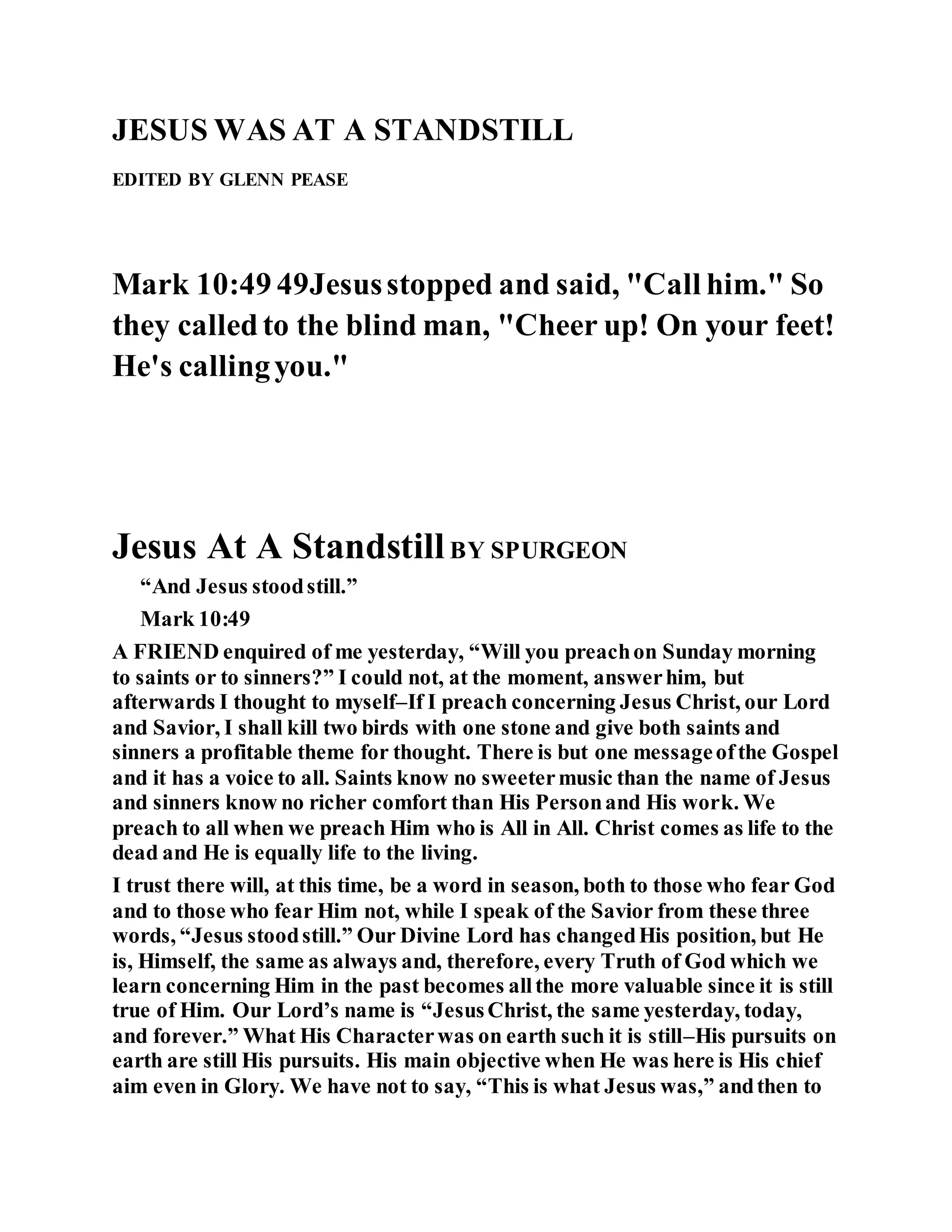 Jesus was at a standstill | DOCX