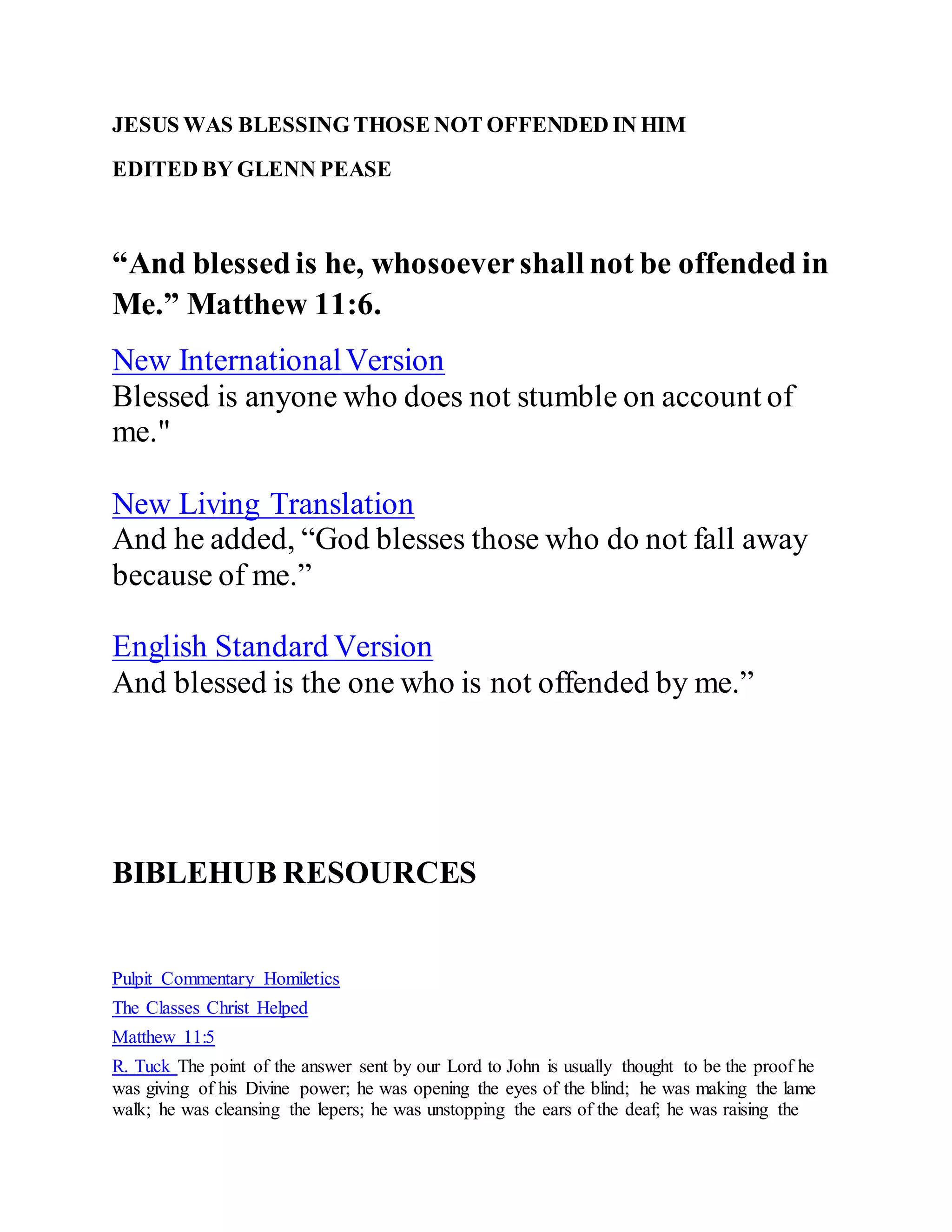 Jesus was blessing those not offended in him | PDF