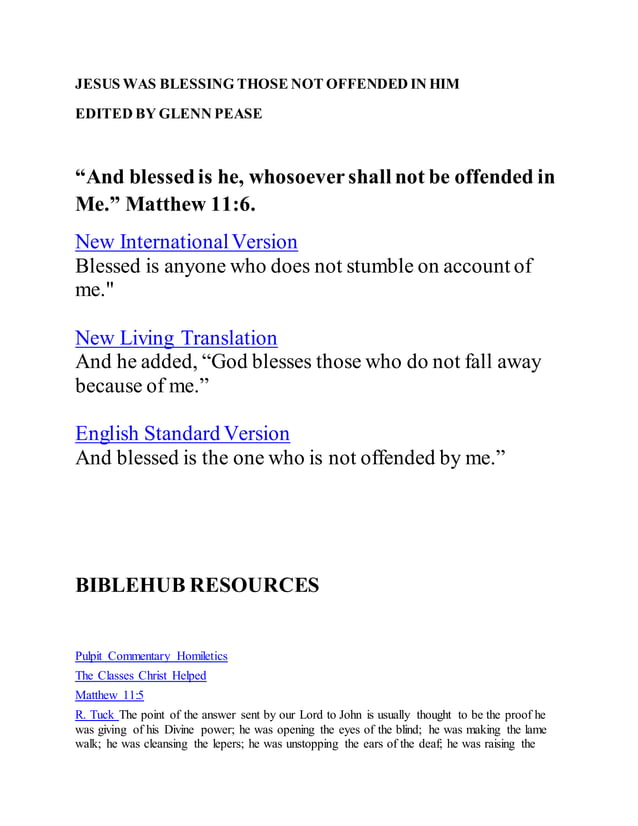 Jesus was blessing those not offended in him | PDF
