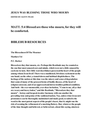 Jesus was blessing those who mourn | PDF
