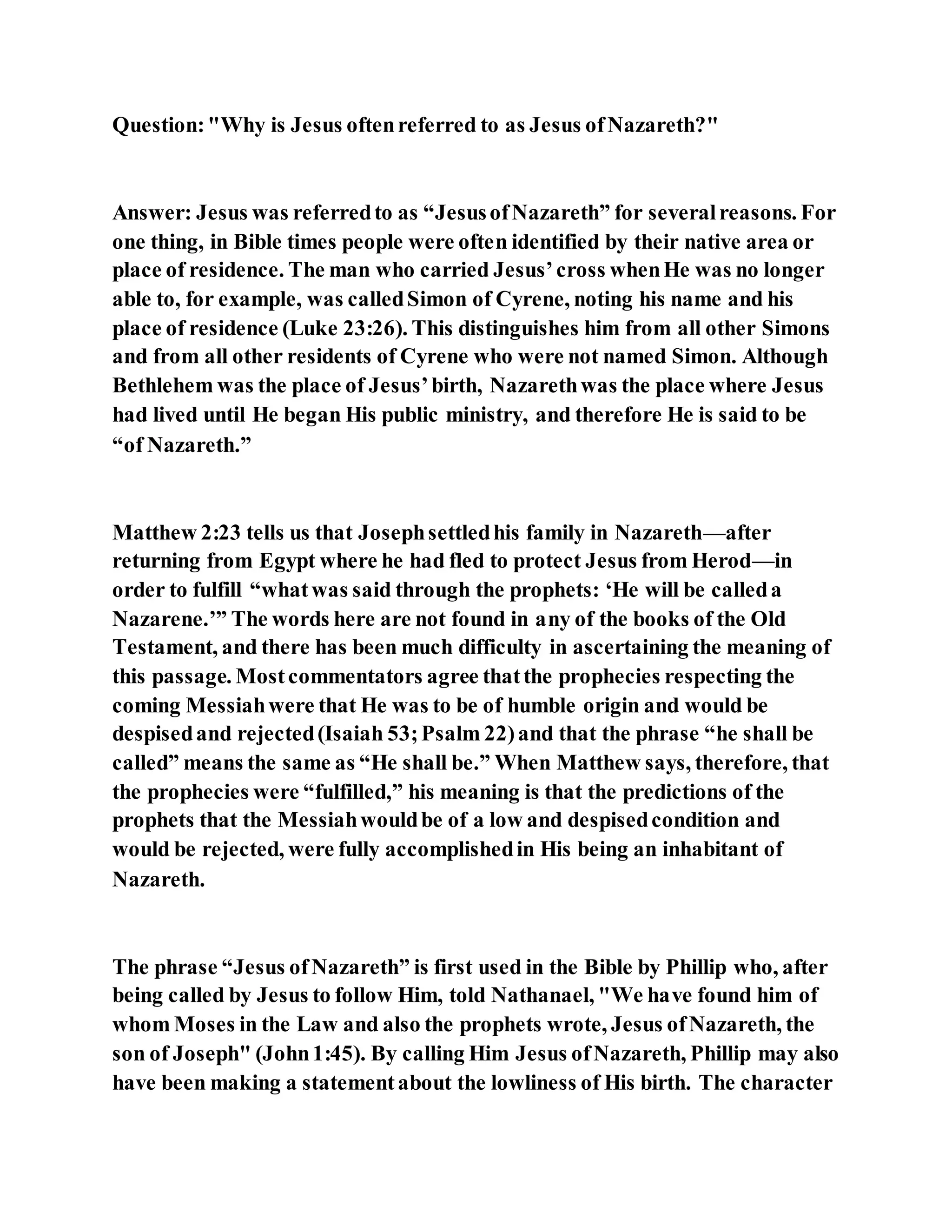 Jesus was called jesus christ of nazareth | DOCX