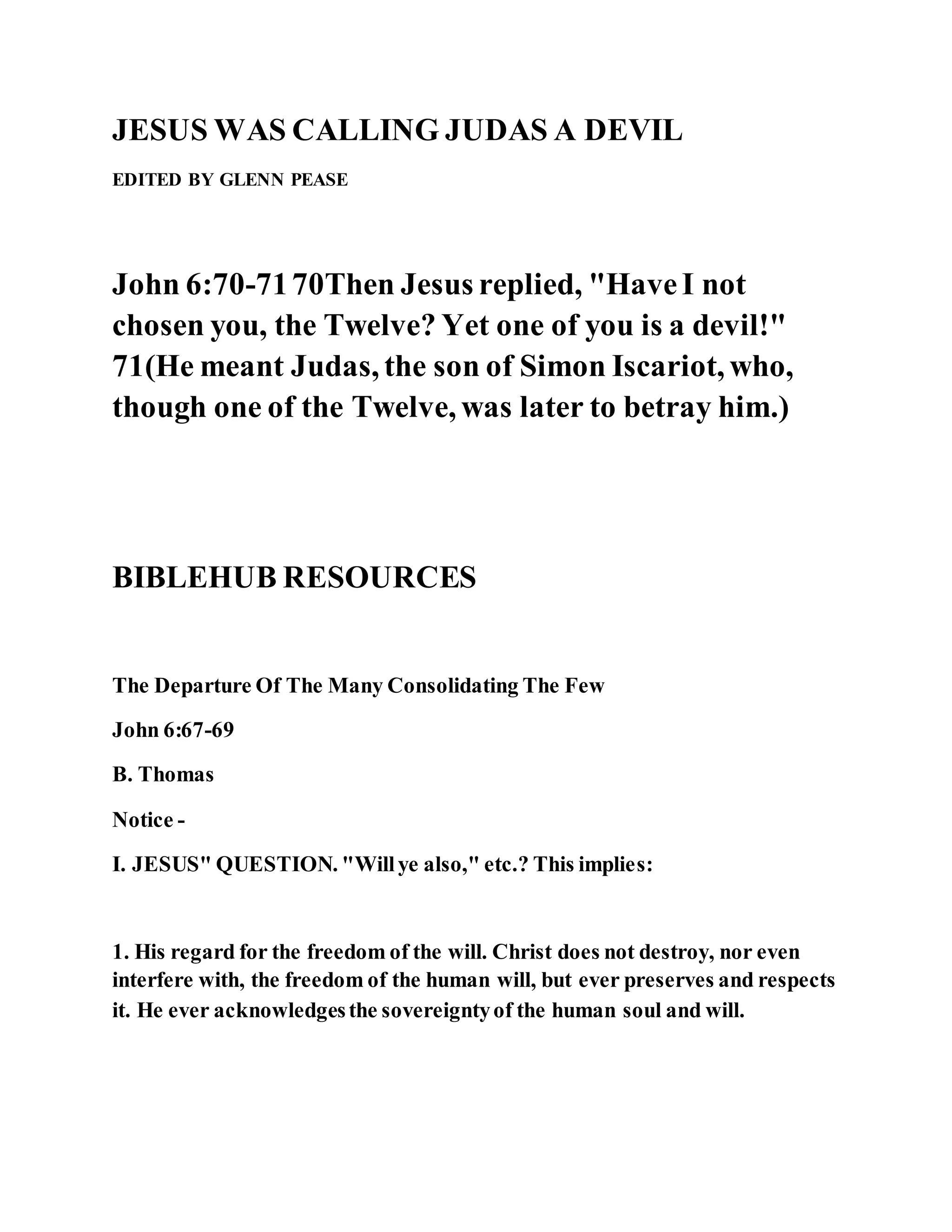 Jesus was calling judas a devil | DOCX