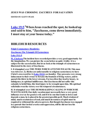 Jesus was choosing zaccheus for salvation | DOCX