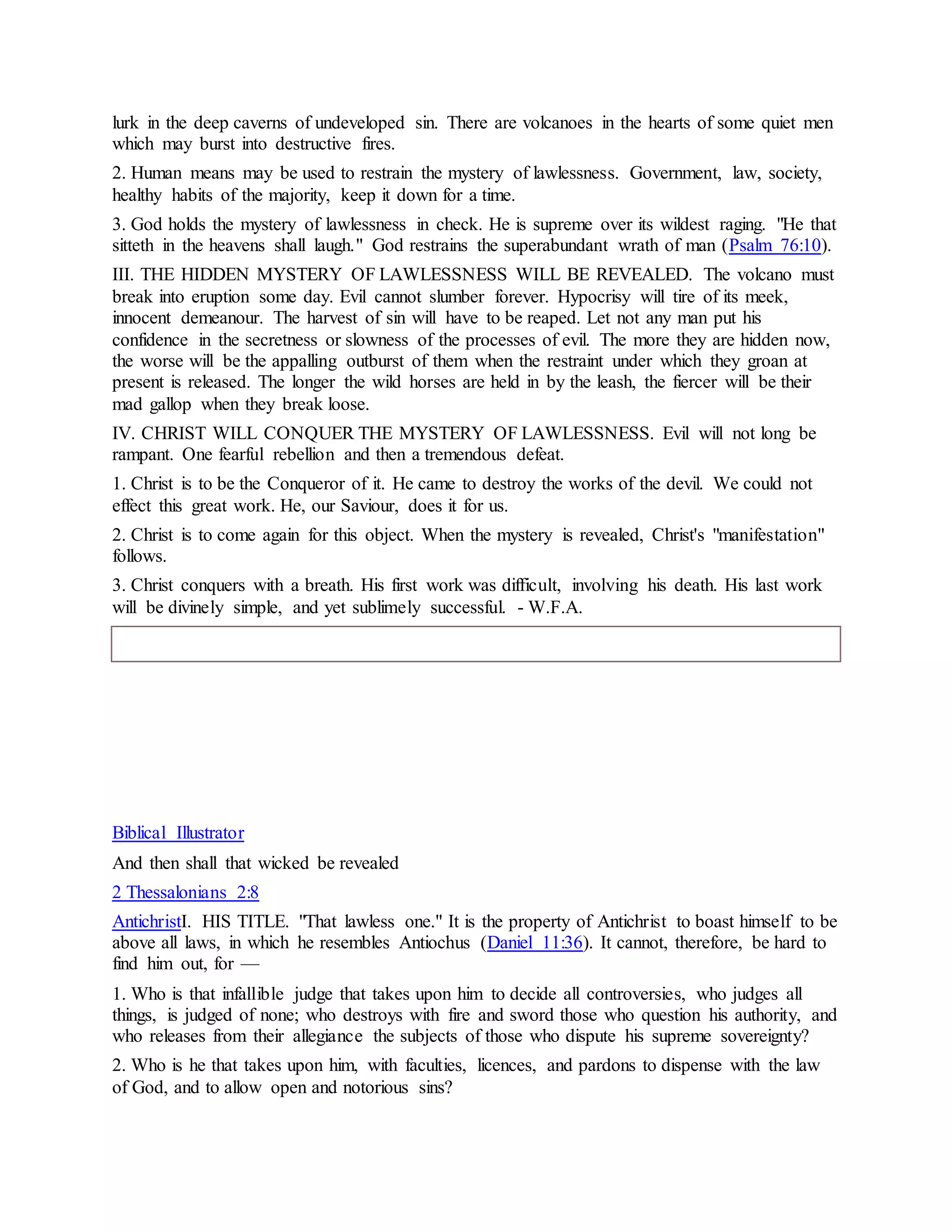 Jesus was coming to destroy the lawless one | DOCX