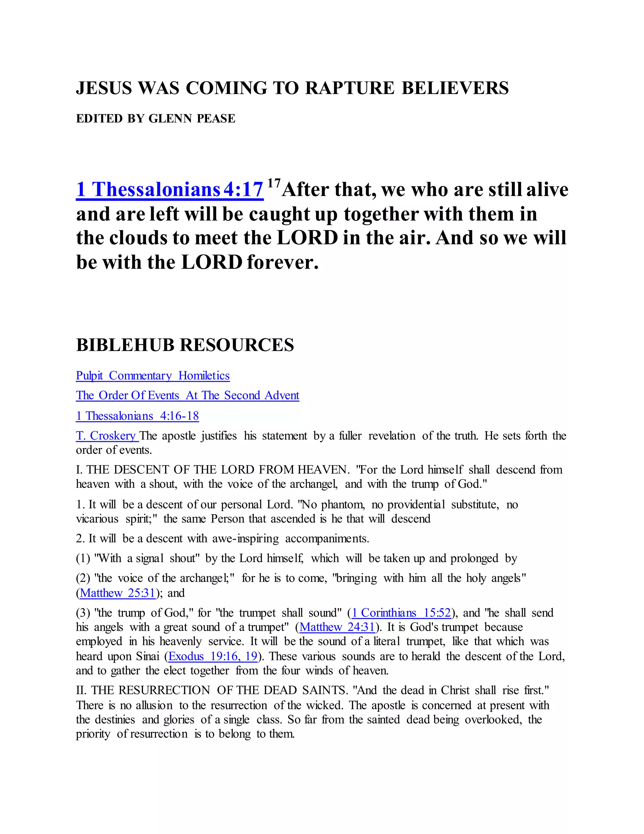 Jesus was coming to rapture believers | DOCX | Christianity | Religion ...