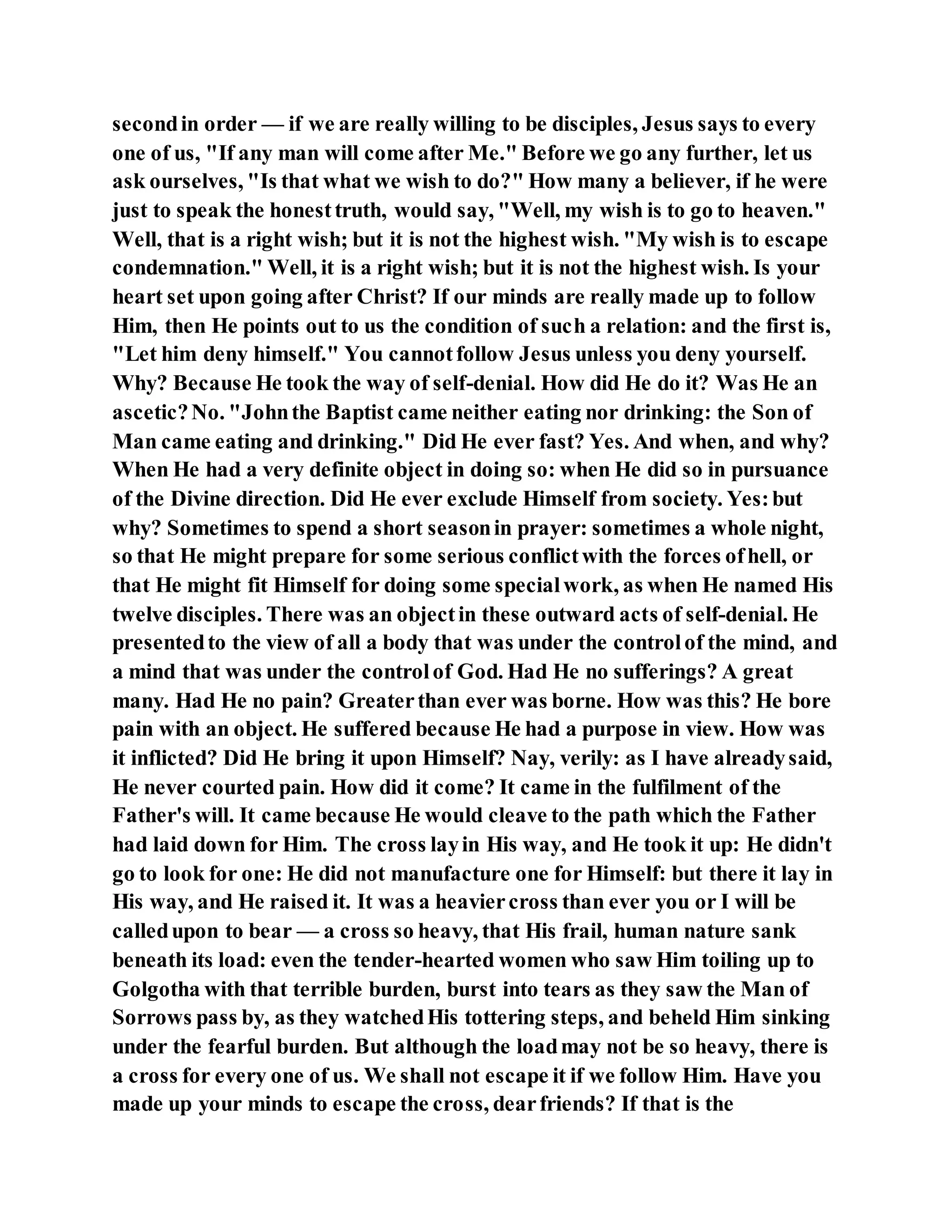 Jesus was demanding self denial | DOCX