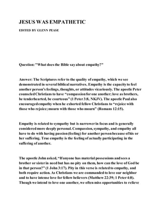 Jesus was empathetic | PDF