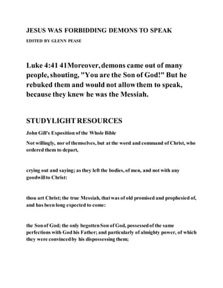 Jesus was forbidding demons to speak | DOCX