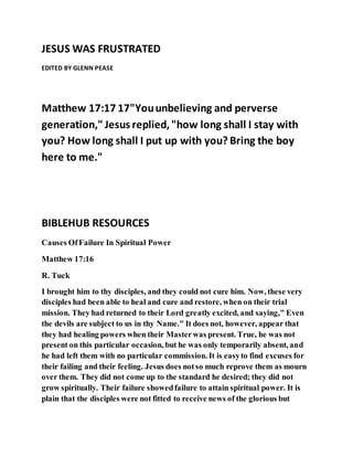 Jesus was frustrated | DOCX