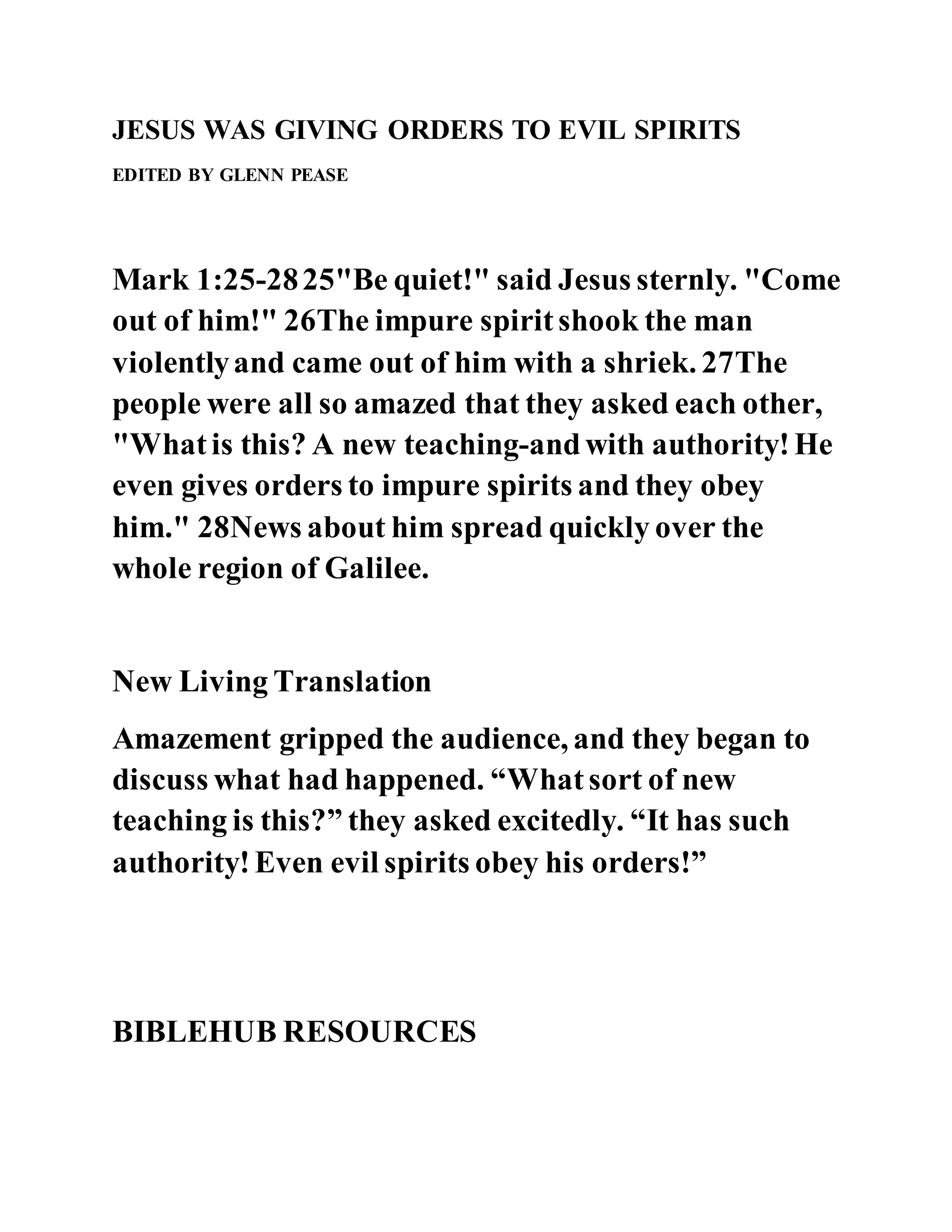 Jesus was giving orders to evil spirits | PDF