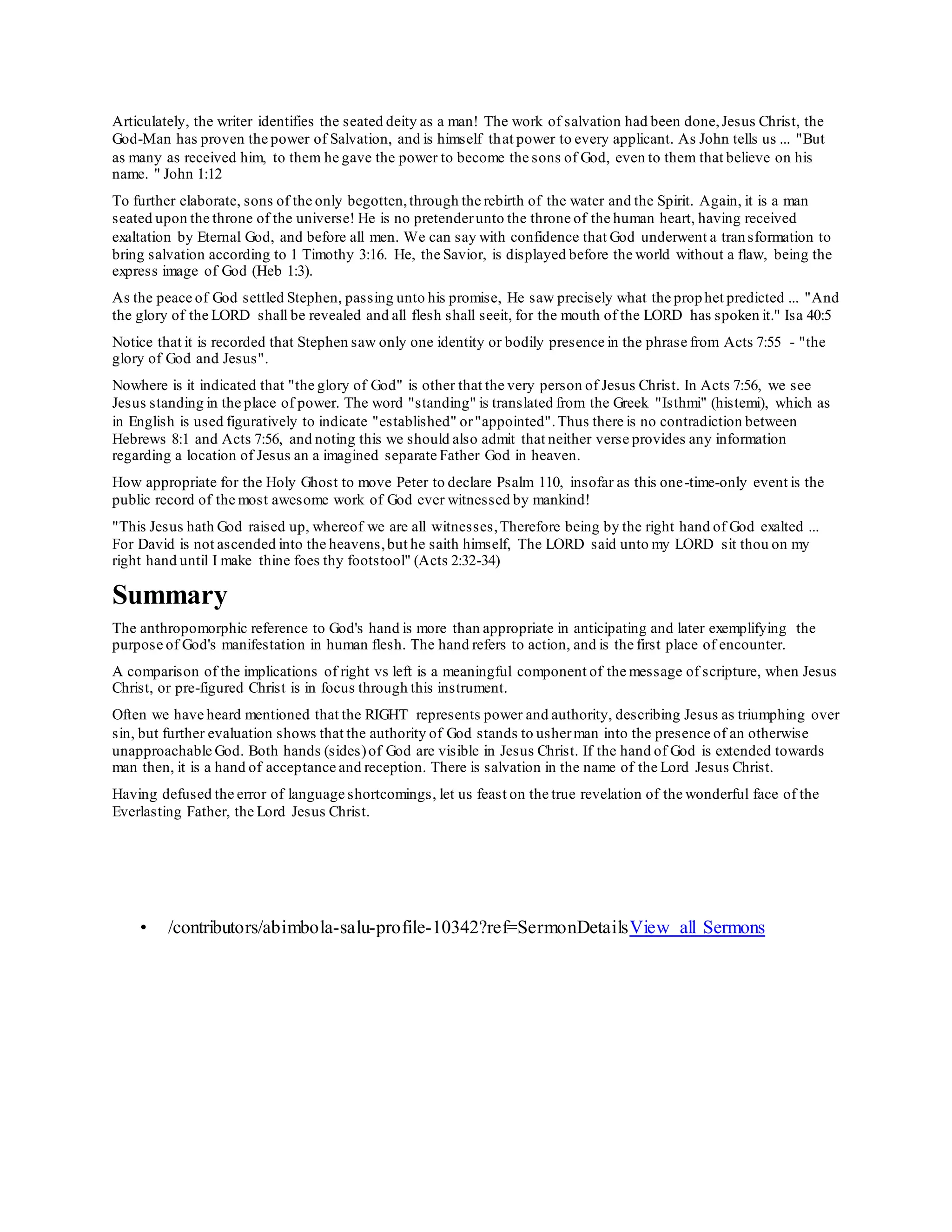 Jesus was god's right hand | DOCX