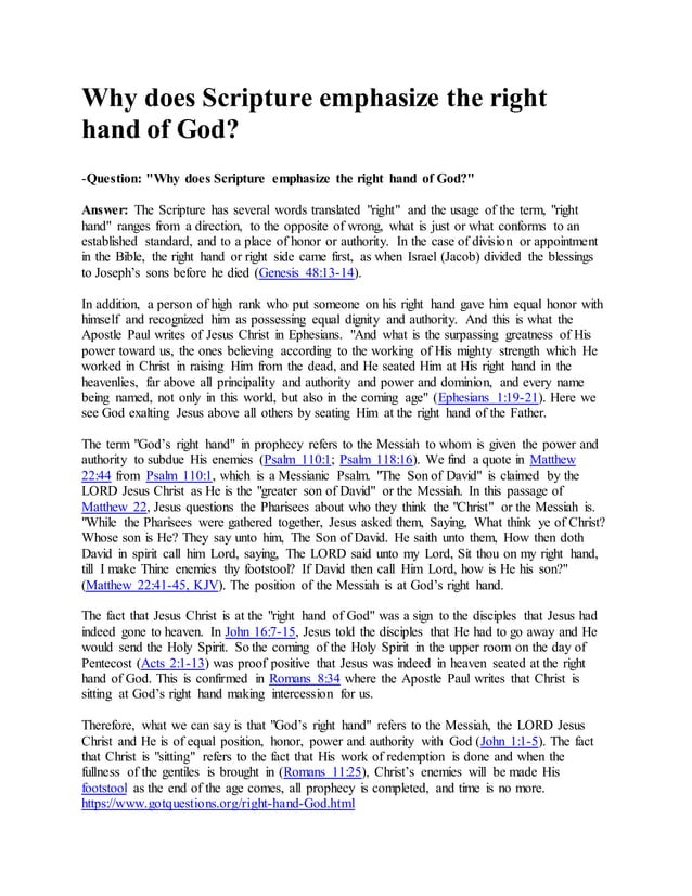 Jesus was god's right hand | PDF