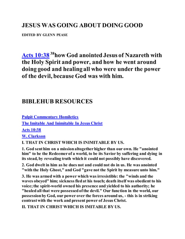 Jesus was going about doing good | PDF