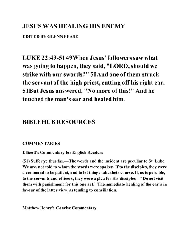 Jesus was healing his enemy | PDF