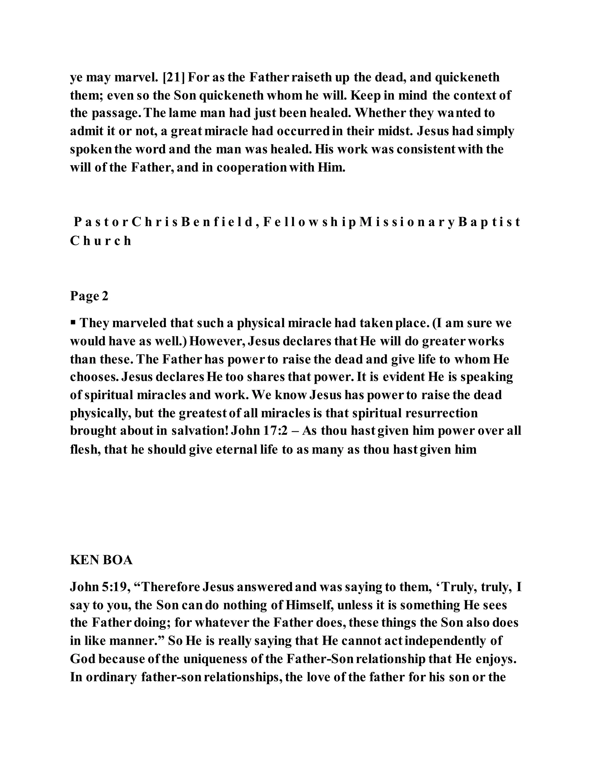 Jesus was helpless without the father | DOCX