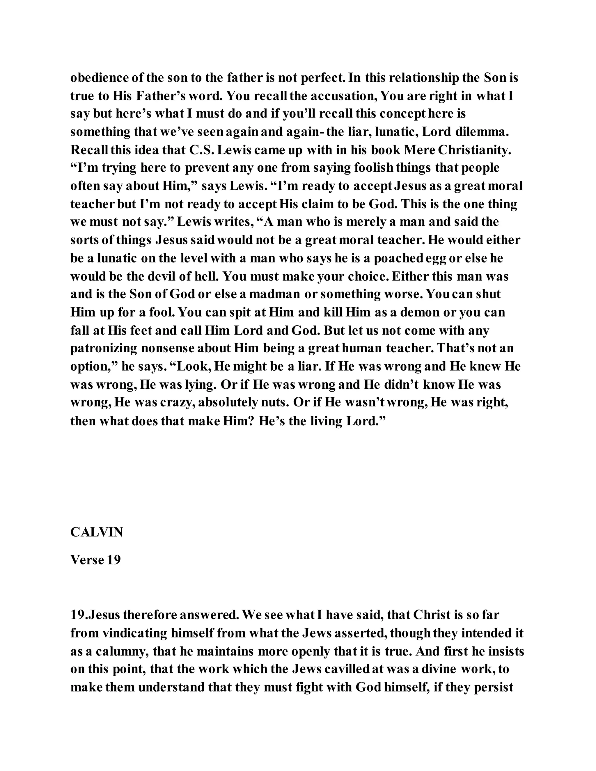 Jesus was helpless without the father | DOCX