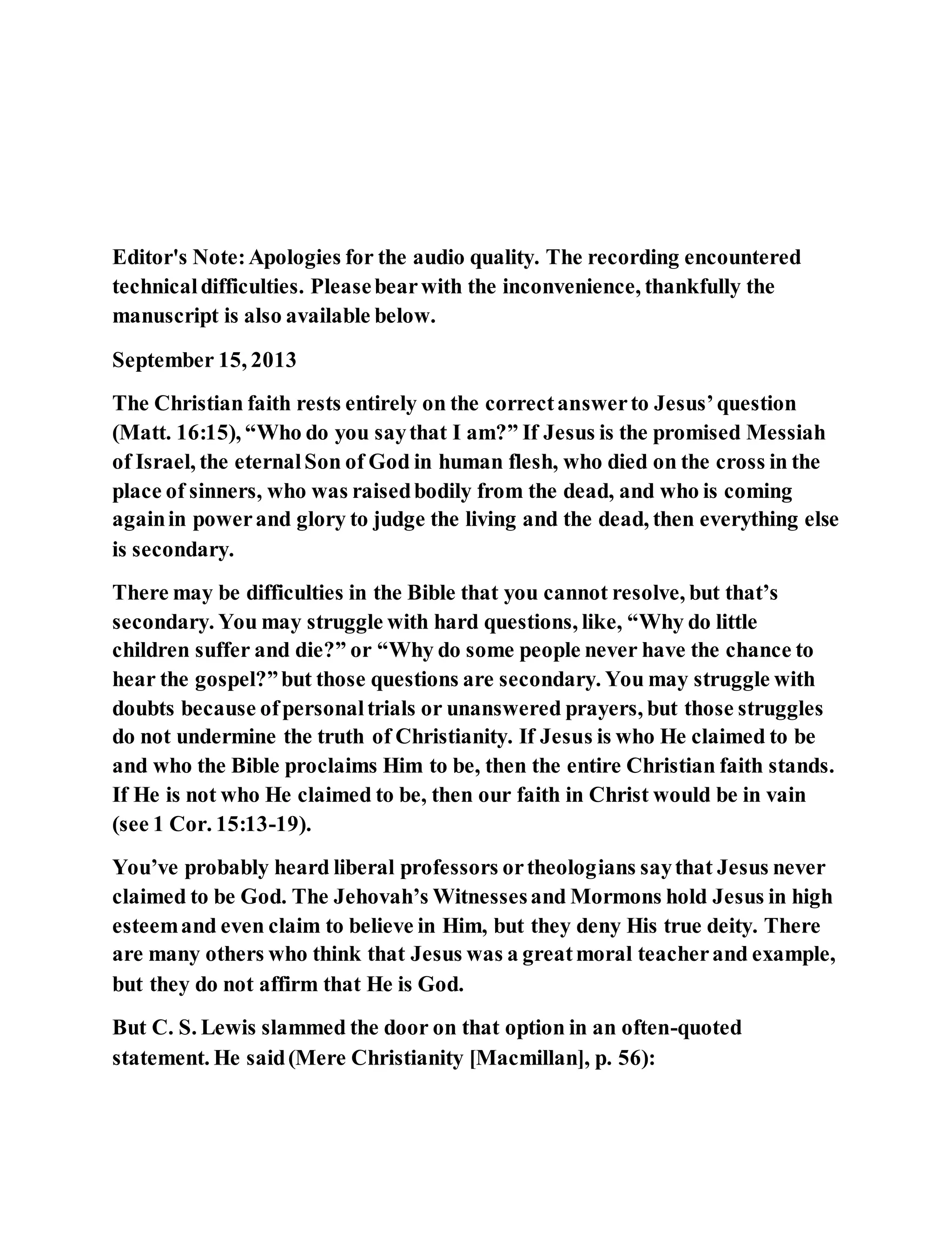 Jesus was helpless without the father | DOCX