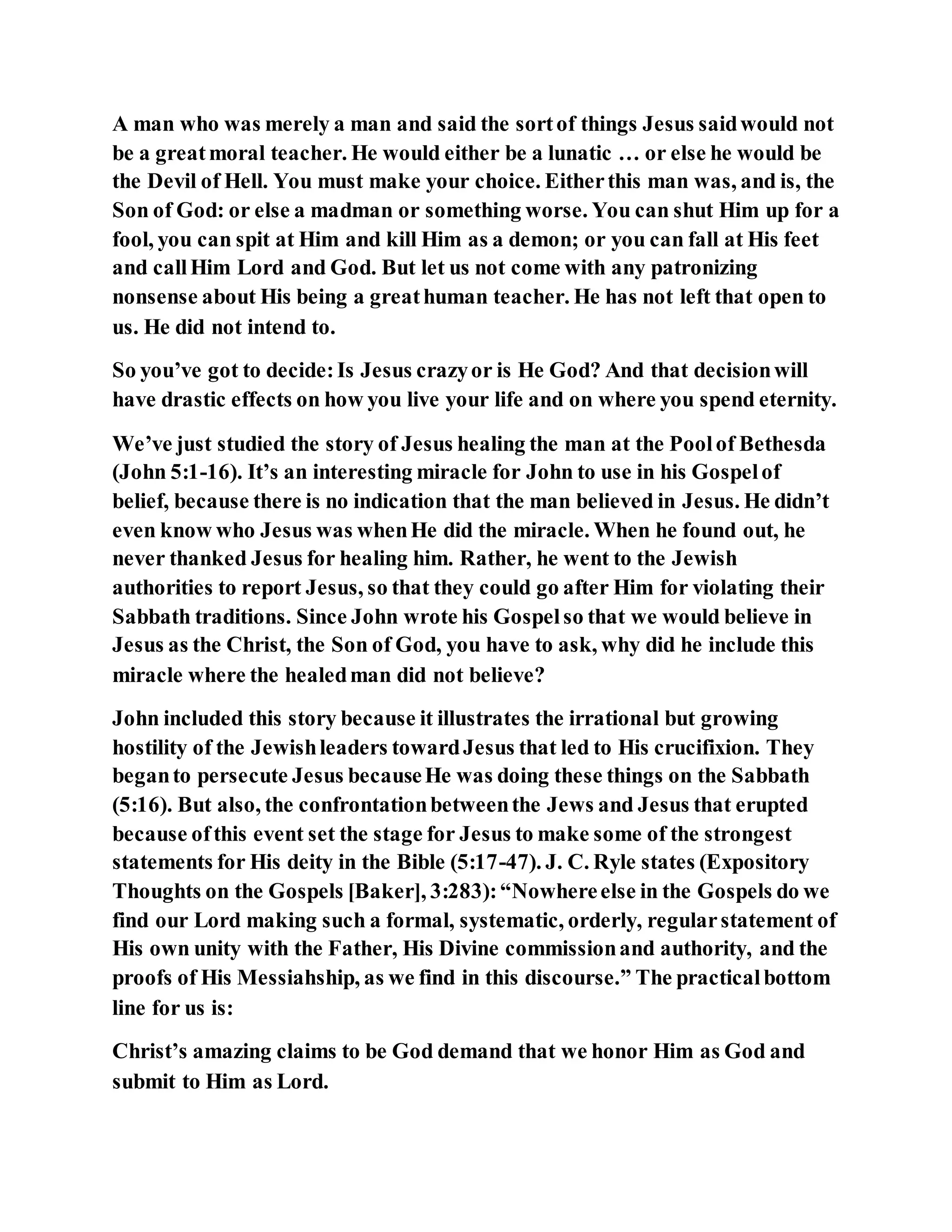 Jesus was helpless without the father | DOCX