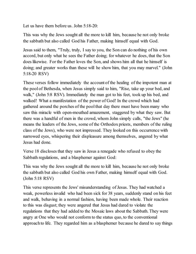 Jesus was helpless without the father | DOCX