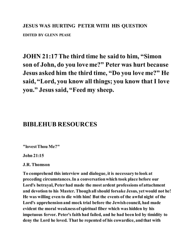 Jesus was hurting peter with his question | PDF