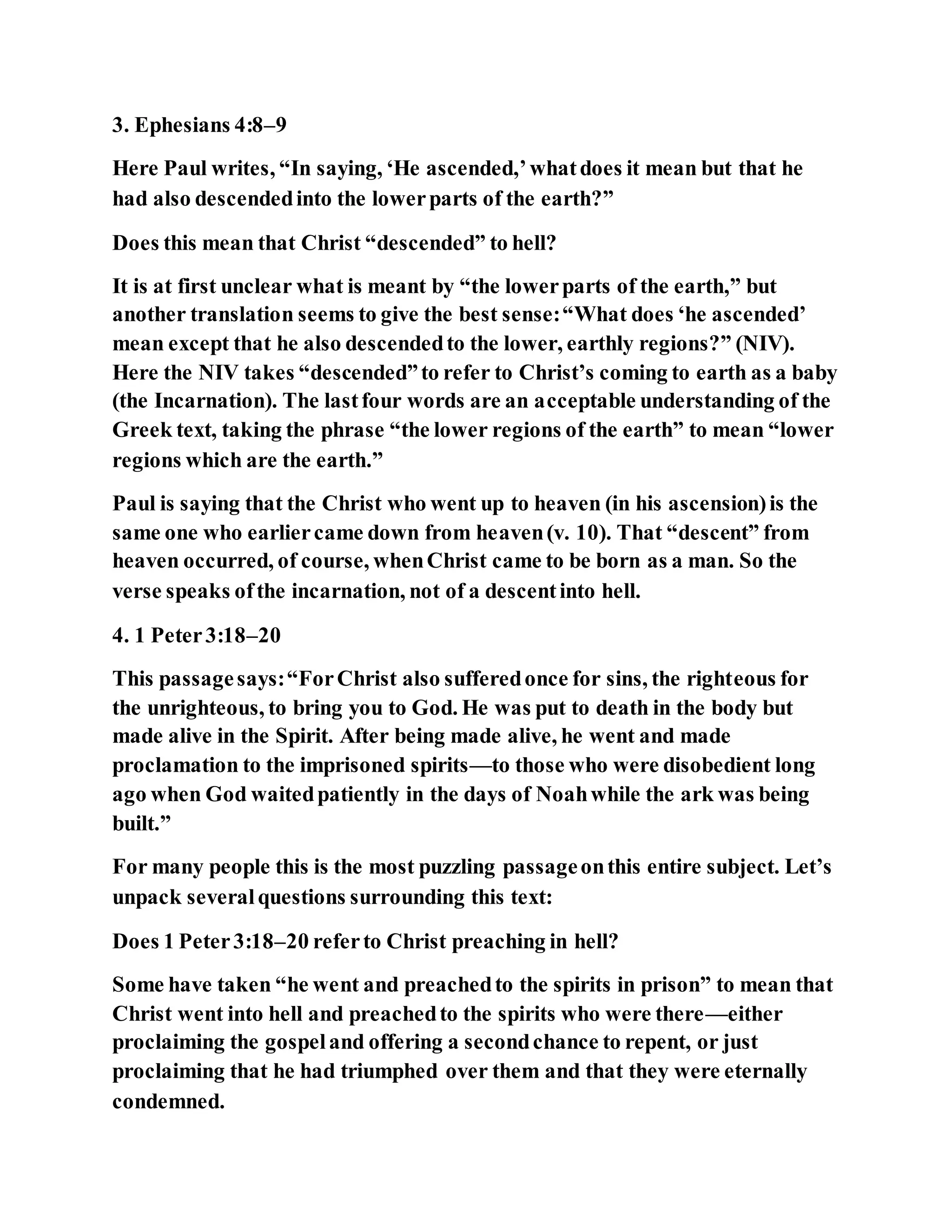 Jesus was in hell taking our place | DOCX