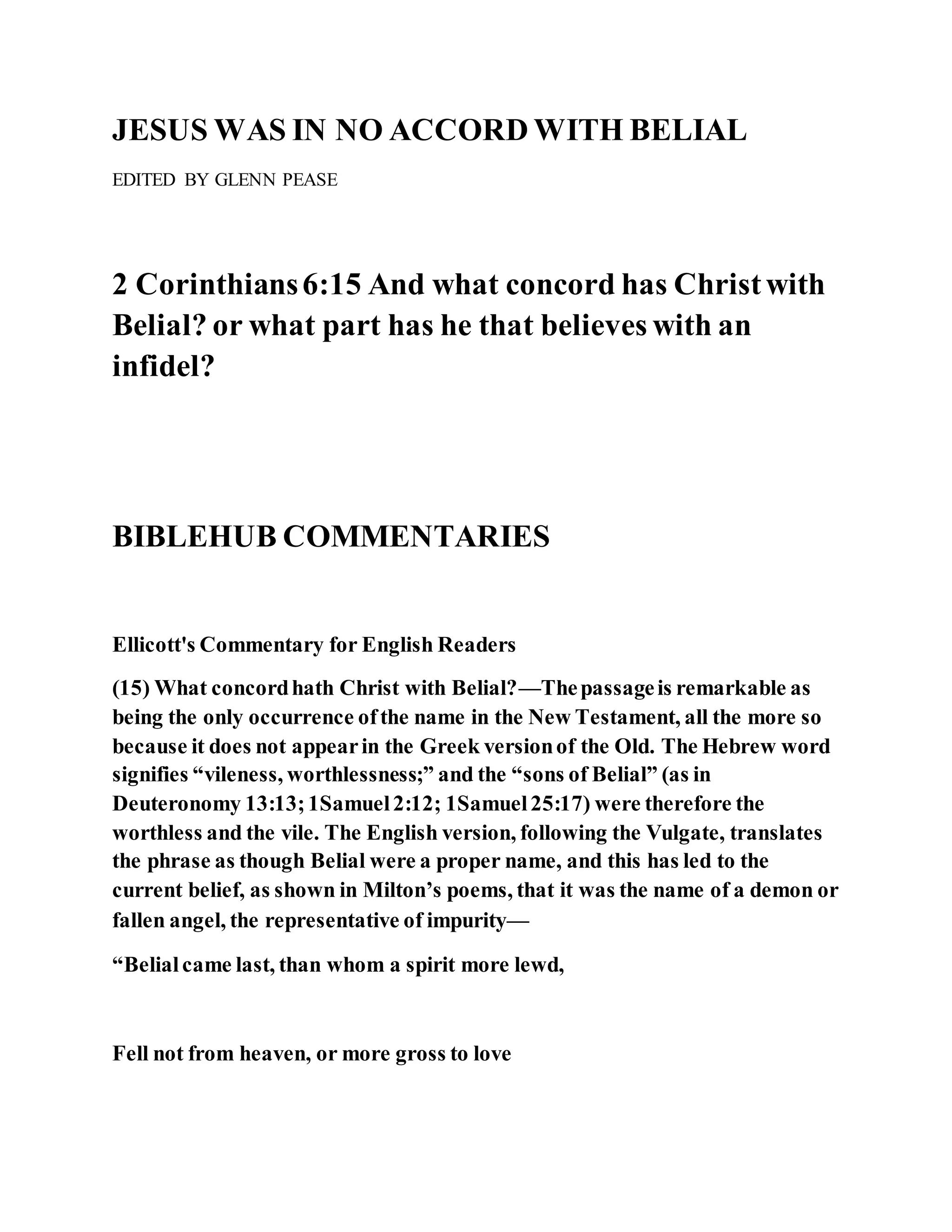 Jesus was in no accord with belial | DOCX