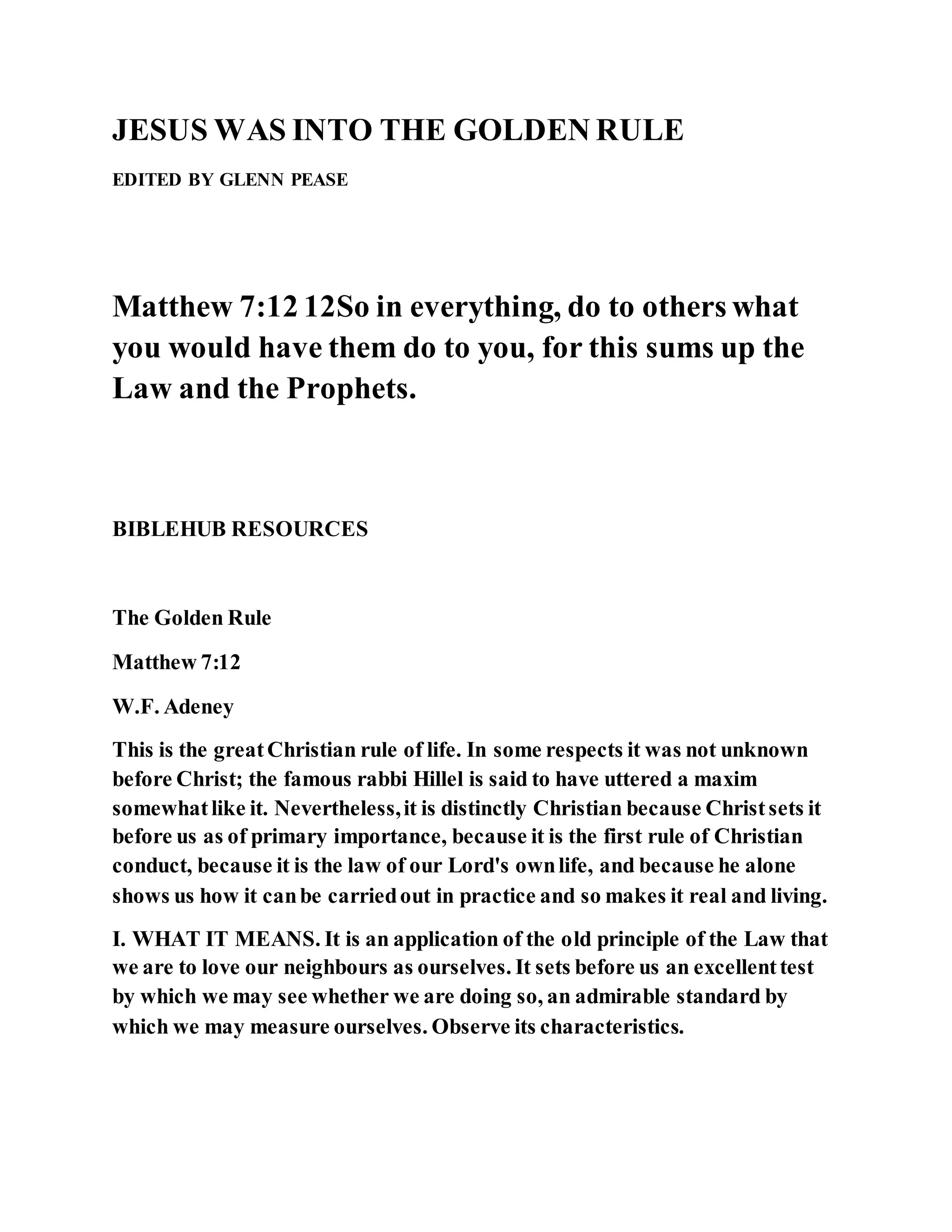 Jesus was into the golden rule | DOCX